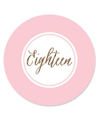 Chic 18th Birthday - Pink and Gold - Birthday Party Circle Sticker ...