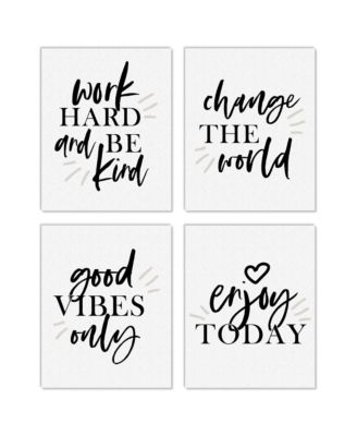 Big Dot of Happiness Work Hard & Be Kind Unframed Wall Art - 4 ct ...