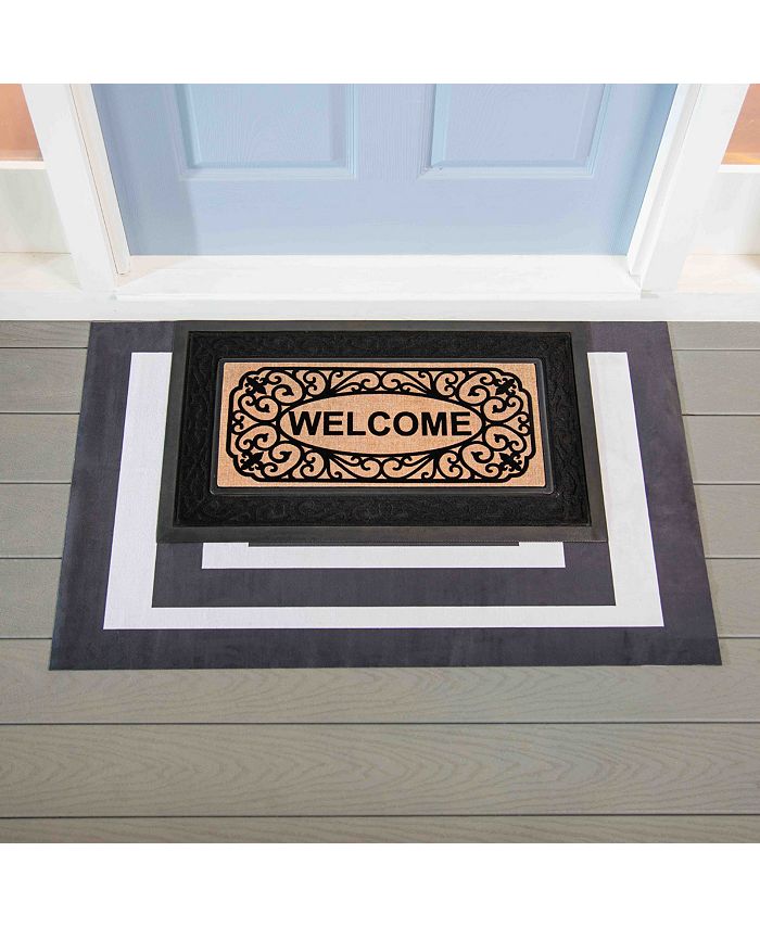 Evergreen Black and White Frame Layering Mat Indoor Outdoor 2'2"x3'6 ...