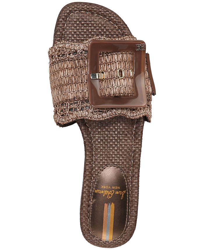 Sam Edelman Women's Bambi Raffia Buckle Slide Sandals - Macy's