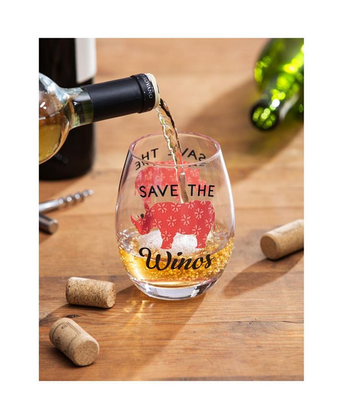 Evergreen 17 OZ Stemless Wine Glass w/Box, Save The Winos - Macy's