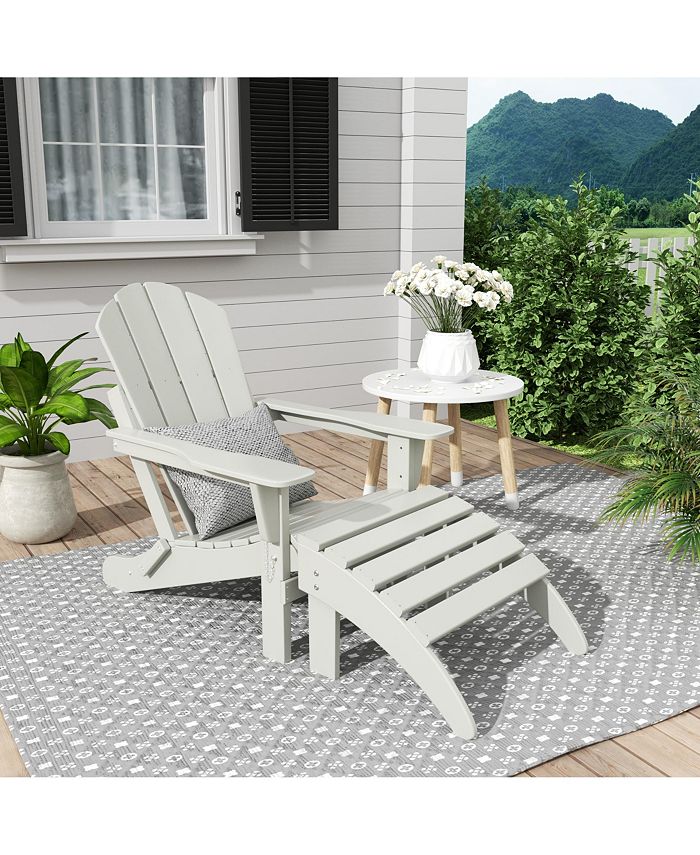 WestinTrends Classic Folding Adirondack Chair with Footrest Ottoman Set ...