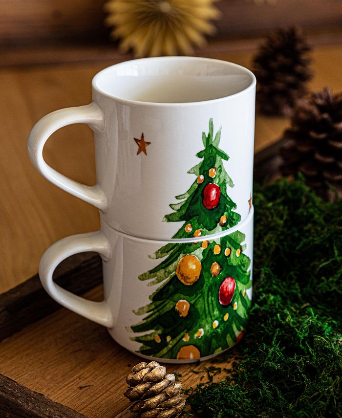 Over and Back Christmas Tree Stackable Mugs, Set of 4 - Macy's
