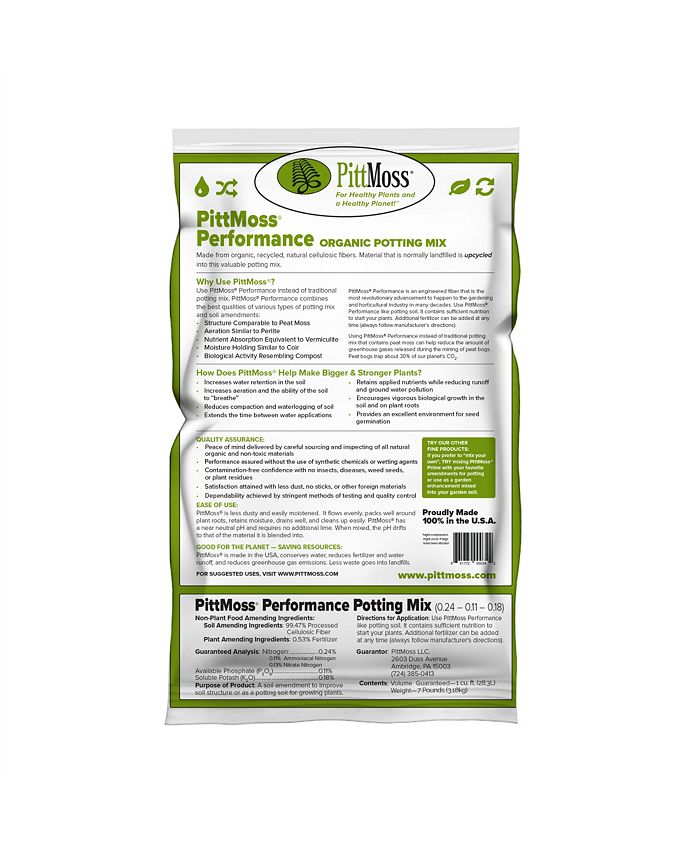 PITT MOSS PittMoss Performance Organic Peat-Free Potting Mix, 1 Cubic ...