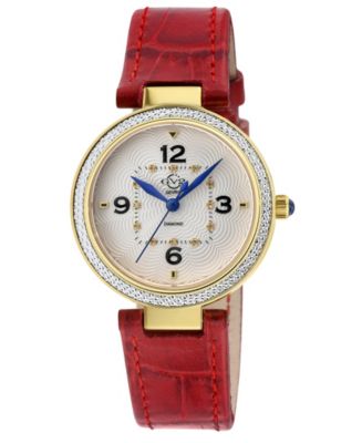 GV2 by Gevril Women's Piemonte Swiss Quartz Diamond Accents Red Italian ...