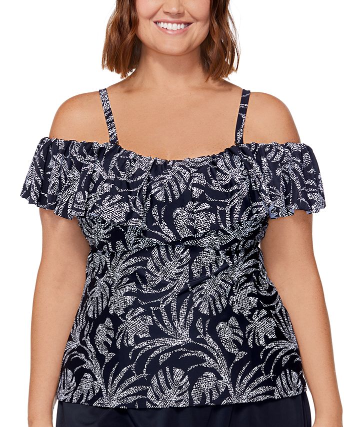 Island Escape Plus Size Printed La Flor Off The Shoulder Removable
