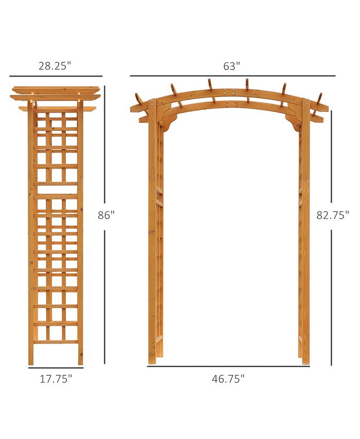 Outsunny 7.5FT Outdoor Garden Arch Arbor Trellis Wooden Wedding Gateway ...