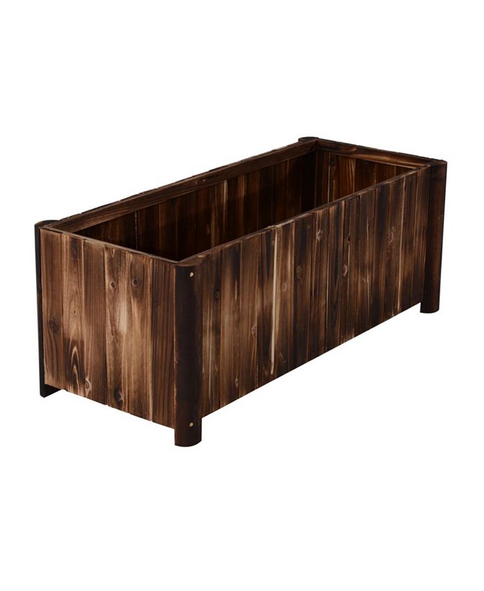 Outsunny 47" Wooden Rectangular Garden Flower Bed Plants Box Backyard ...