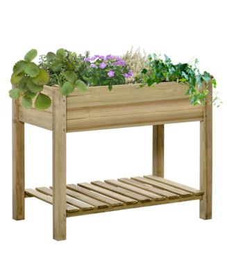 Raised Garden Bed Wooden Planter Box with Legs and Storage Shelf - Macy's