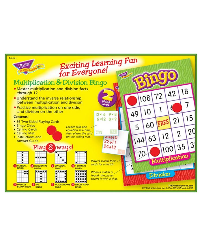 Trend Enterprises Multiplication Division Bingo Skill Game - Macy's