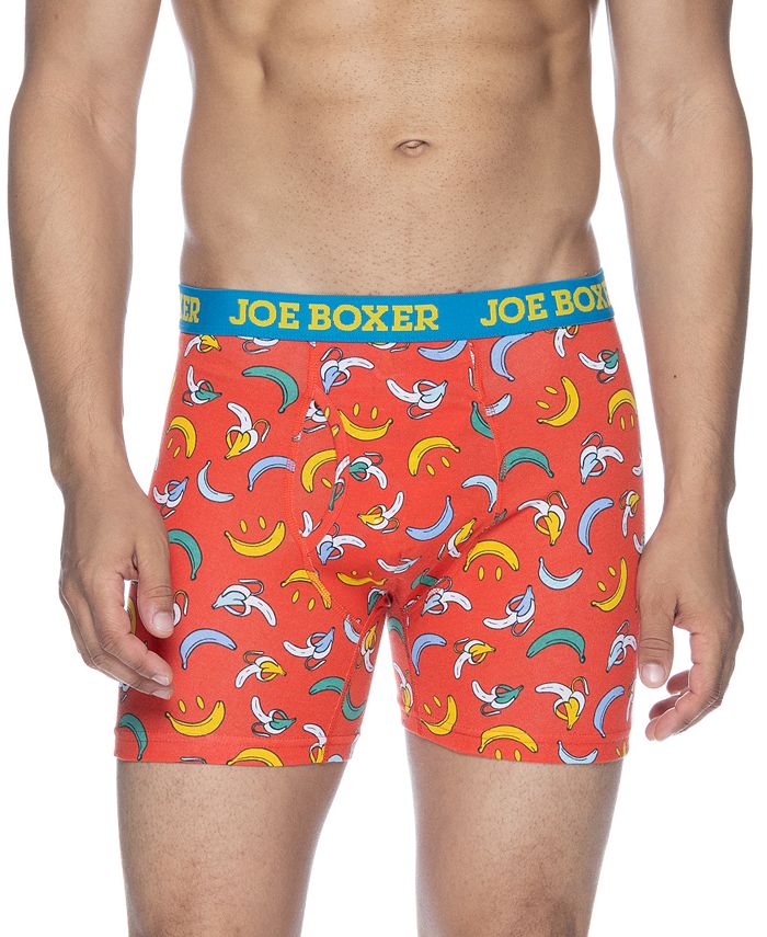 Joe Boxer Men's Happy Bananas Stretch Boxer Briefs, Pack of 4 - Macy's