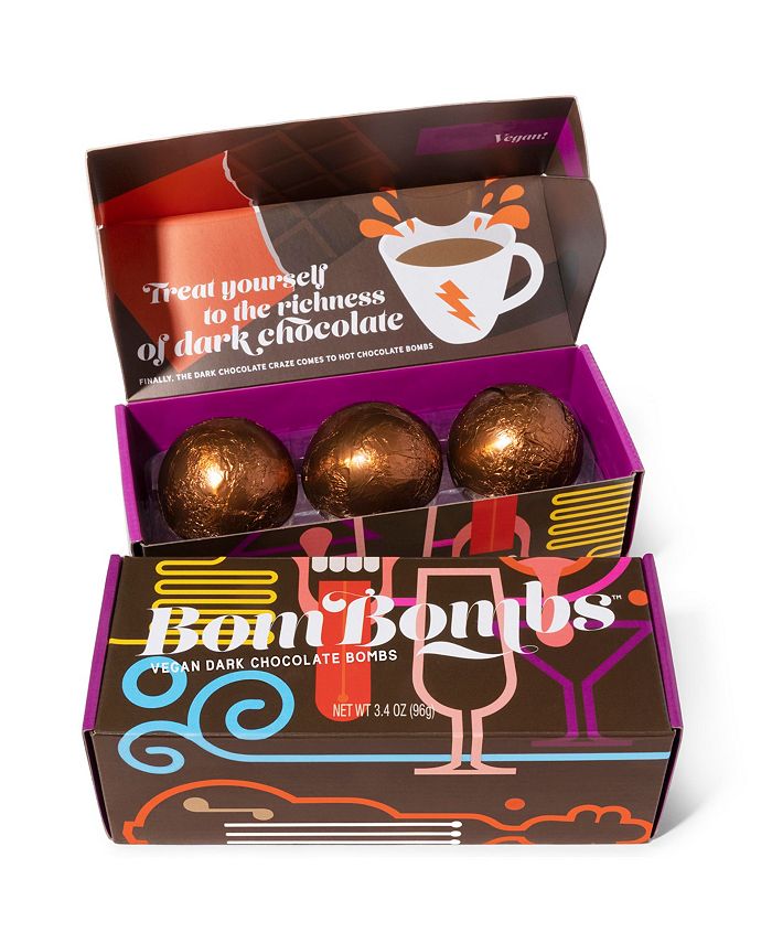 Thoughtfully Bombombs Dark Chocolate Hot Chocolate Bombs Gift Set, Set ...