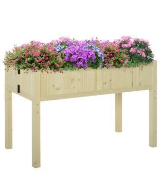 Outdoor Patio Backyard Plant Box w/ Included Inner Liner, Wood - Macy's