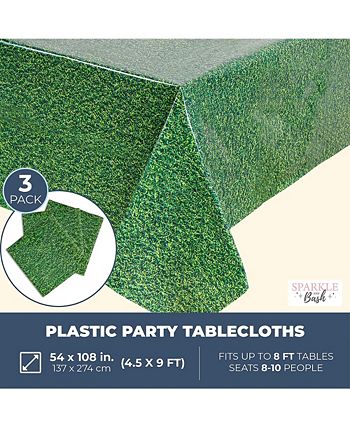 Sparkle and Bash Grass Field Plastic Table Cloth for Sports Party (54 x ...