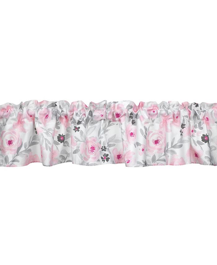 Bedtime Originals Blossom Pink/Gray Watercolor Floral Window Valance ...