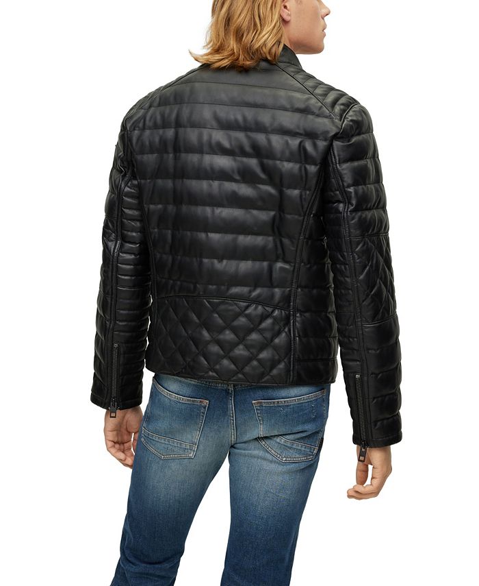 Hugo Boss Men's Nappa Leather Stand Collar Jacket - Macy's