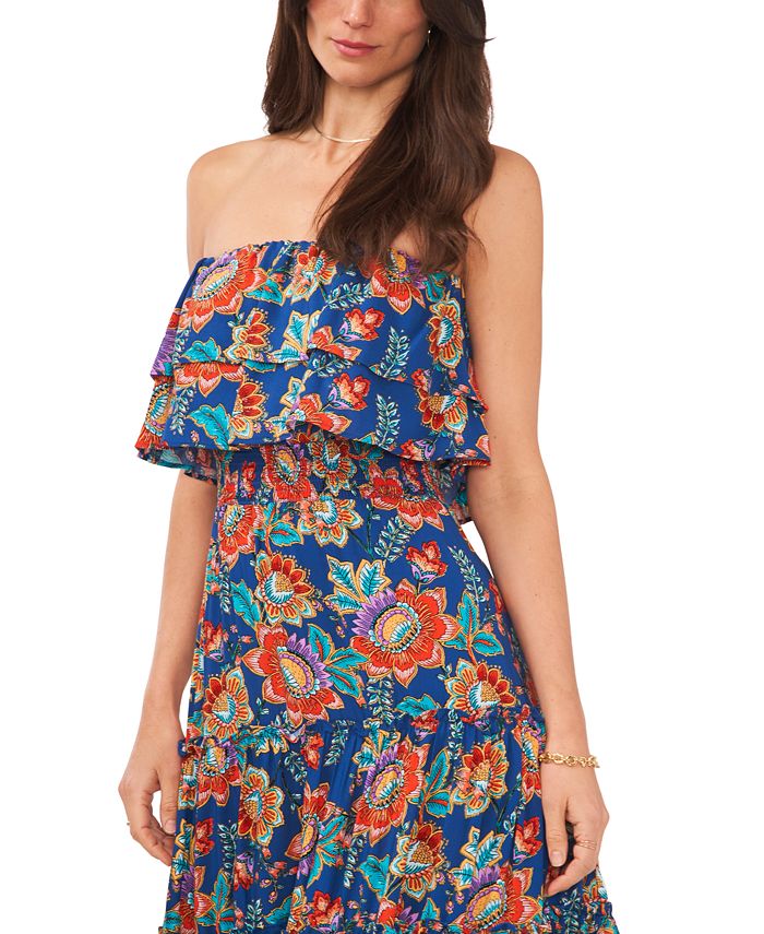 1.STATE Women's Strapless Smocked-Waist Tiered Maxi Dress Cover-Up - Macy's