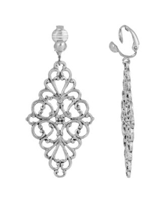 2028 Filigree Diamond Shape Clip Earrings - Macy's