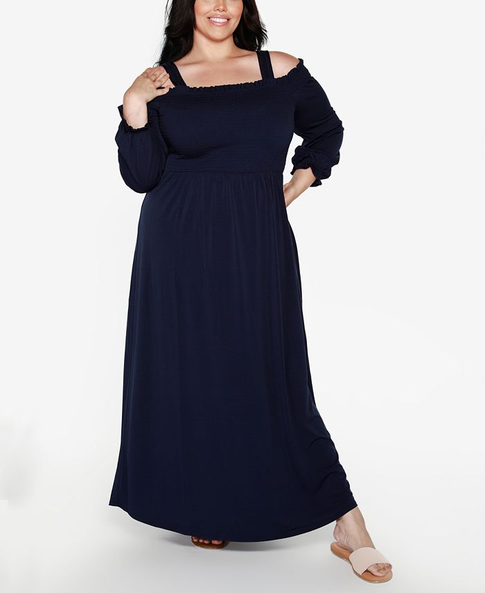Belldini Black Label Plus Size Cold-Shoulder Maxi Dress - Macy's