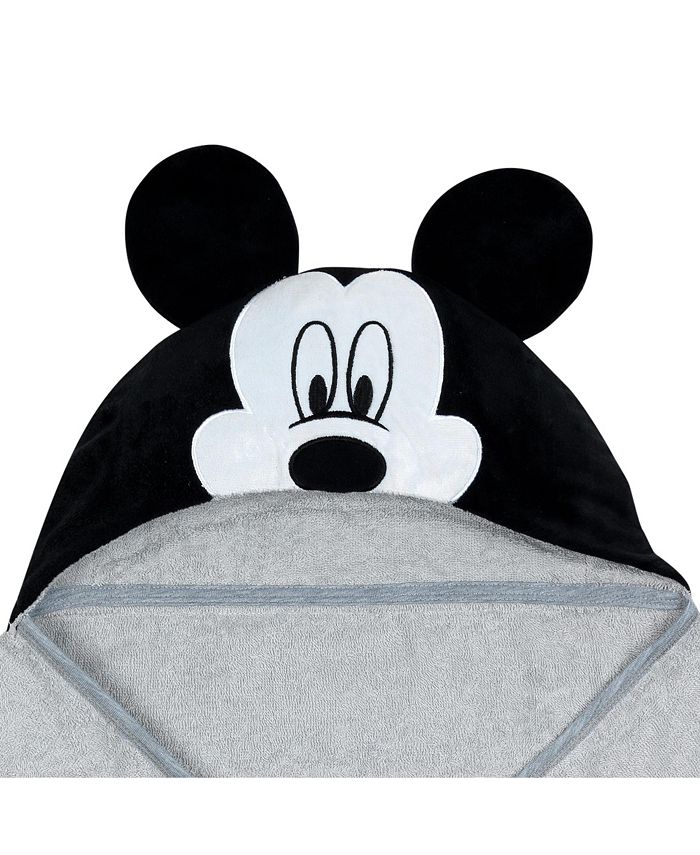 Lambs & Ivy Baby Boys Disney Baby Mickey Mouse Gray Cotton Hooded Baby ...