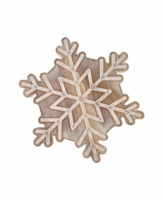Godinger Snowflake Designed Trivet Carved Out of Acacia Wood with a ...
