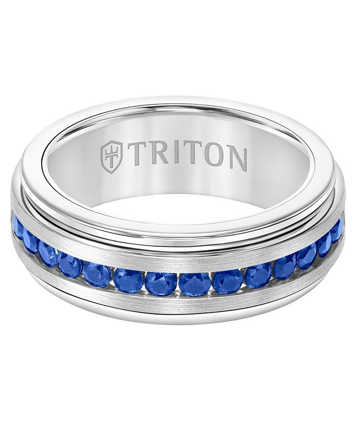 Triton Men's Sapphire Wedding Band (1-1/2 ct. t.w.) in White Tungsten ...