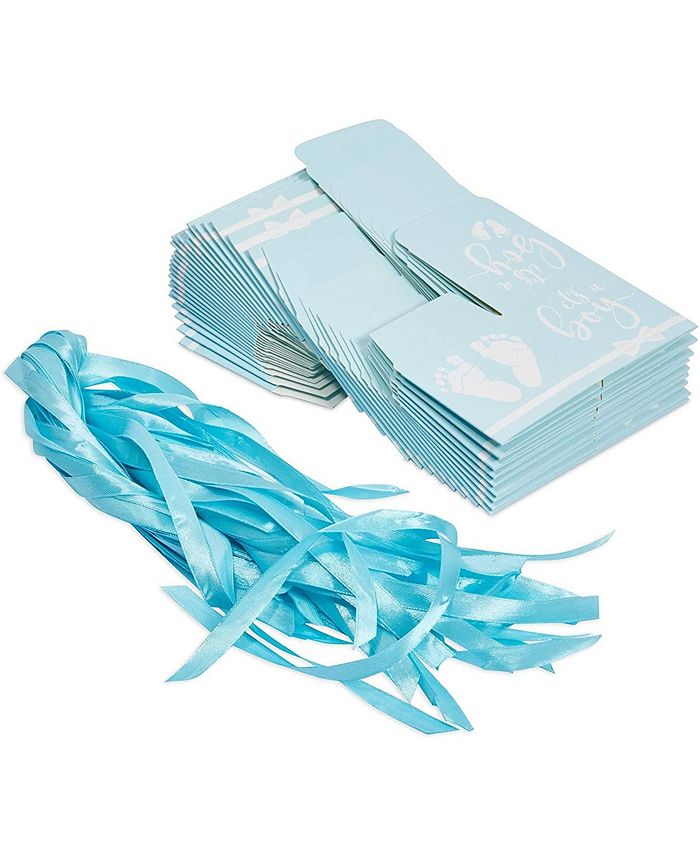Sparkle and Bash Its a Boy Baby Shower Party Favor Boxes with Ribbons ...