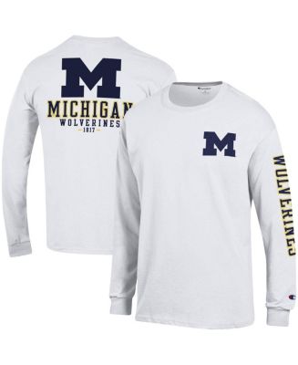 Men's Champion White Michigan Wolverines Team Stack Long Sleeve T-shirt ...