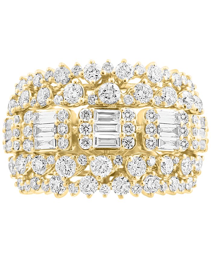 EFFY Collection EFFY® Diamond Round & Baguette Multirow Cluster Ring (2 ...