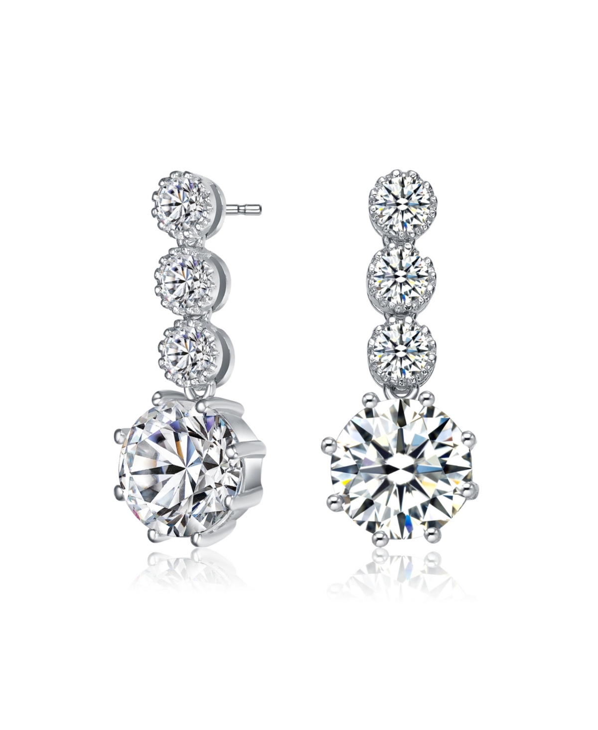 Click here for Sterling Silver with Rhodium Plated Clear Round Cu... prices