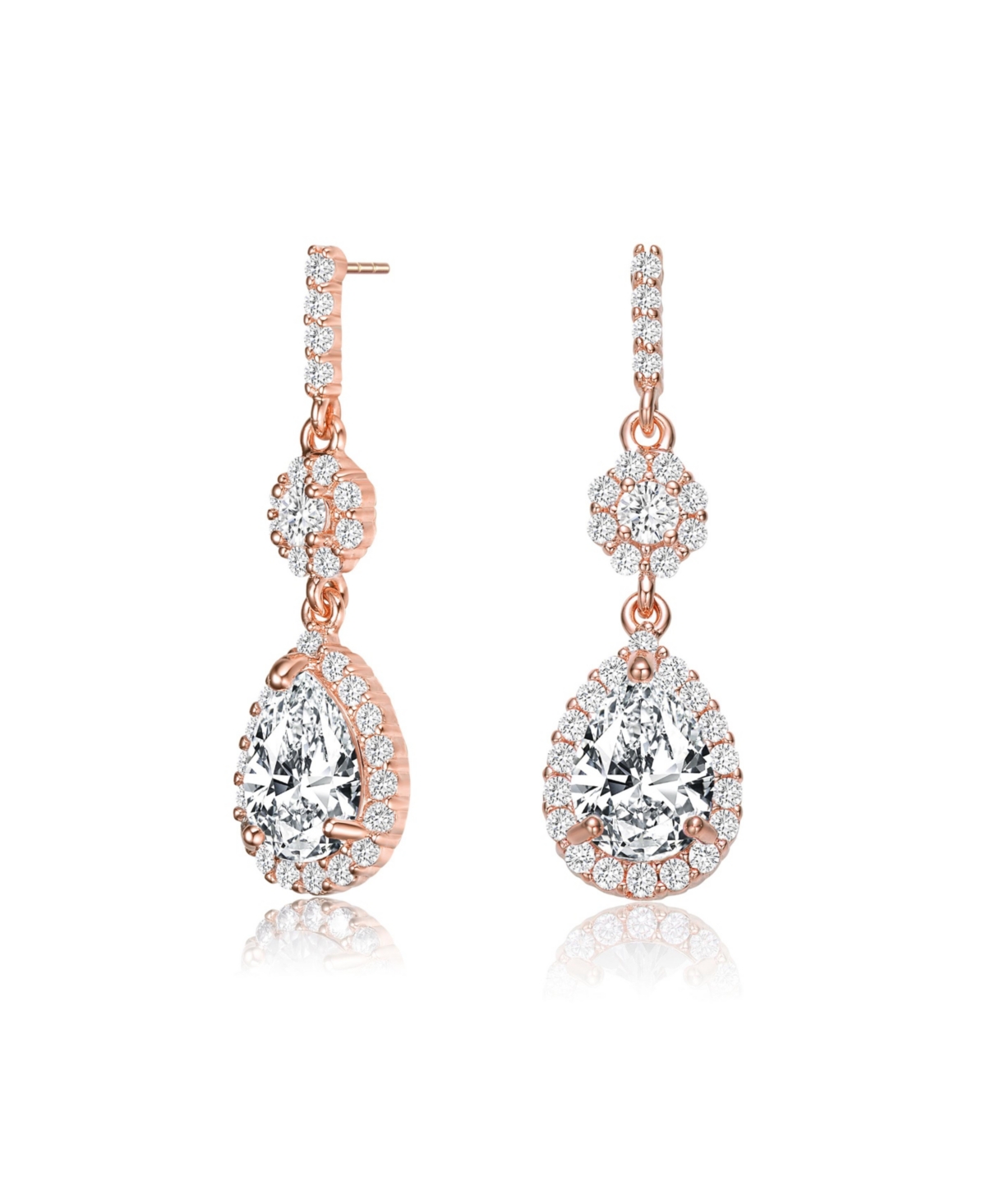 Click here for Sterling Silver with Rose Gold Plated Clear Pear w... prices