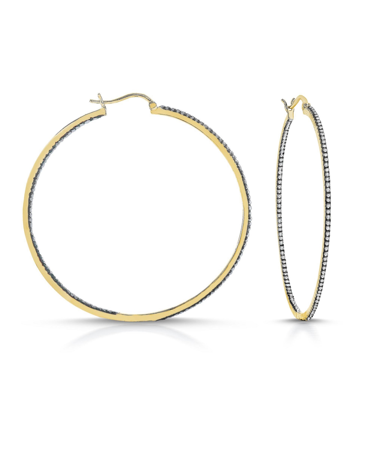 Click here for Dazzling Cubic Zirconia Large Hoop Earrings - Two-... prices