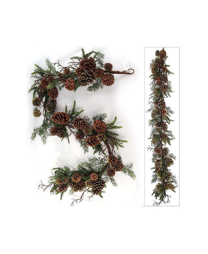 Floral Home Festive 5ft Pine Garland - Cones Included for Holiday Decor ...