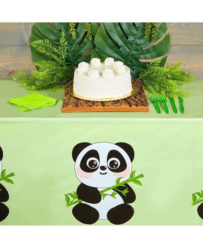 Blue Panda Green Tablecloth for Panda Birthday Party Decorations (54 x ...