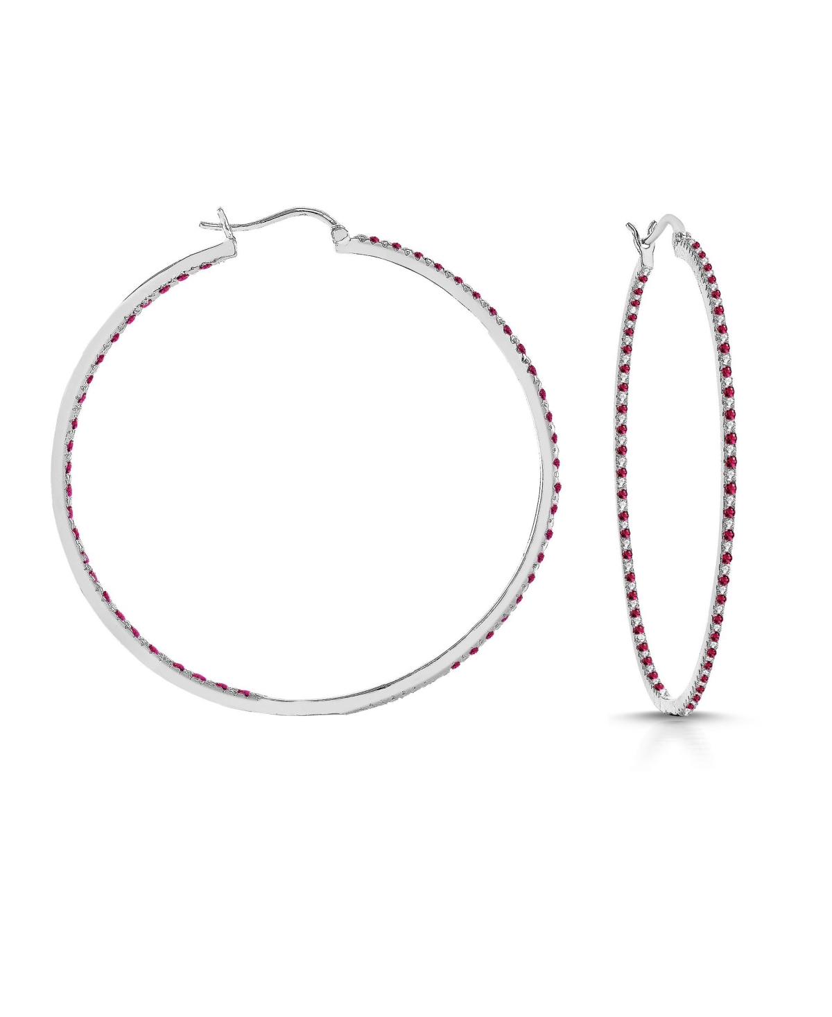 Click here for Dazzling Cubic Zirconia Large Hoop Earrings - Red prices