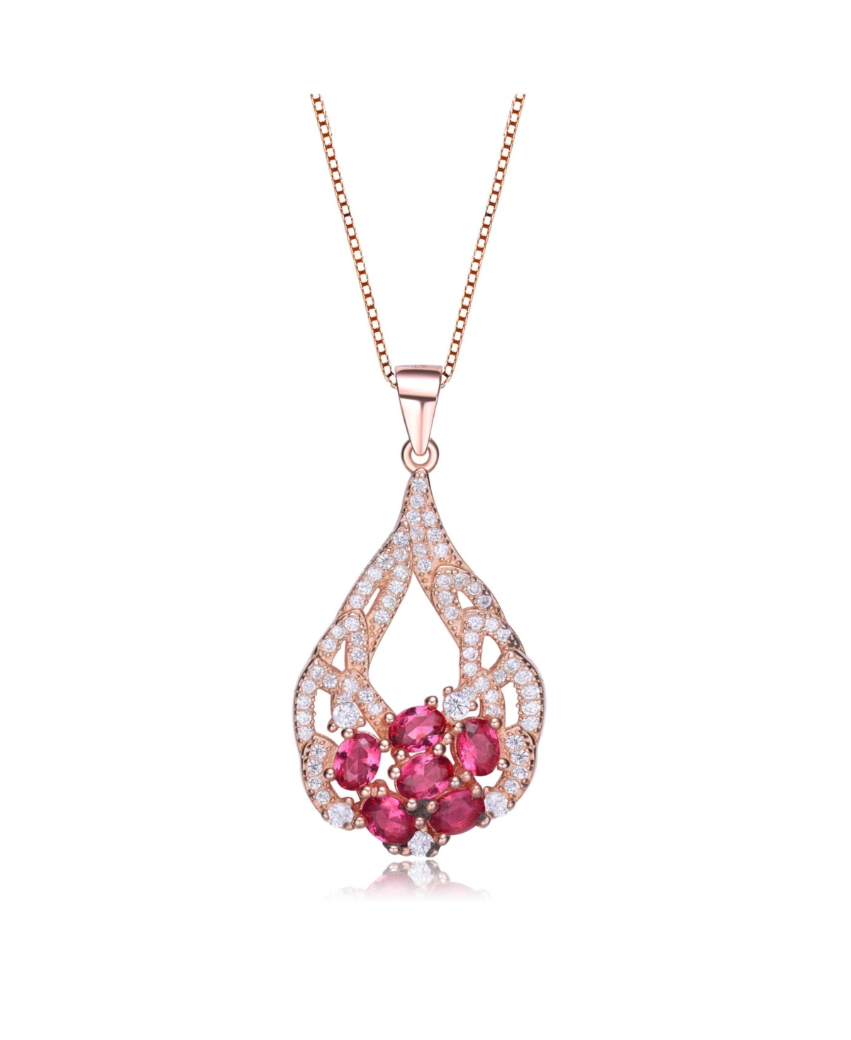 Click here for Sterling Silver 18K Rose Gold Plated Clear and Red... prices