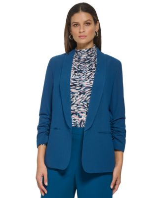 Women's Open-Front Ruched-Sleeve Shell Blazer