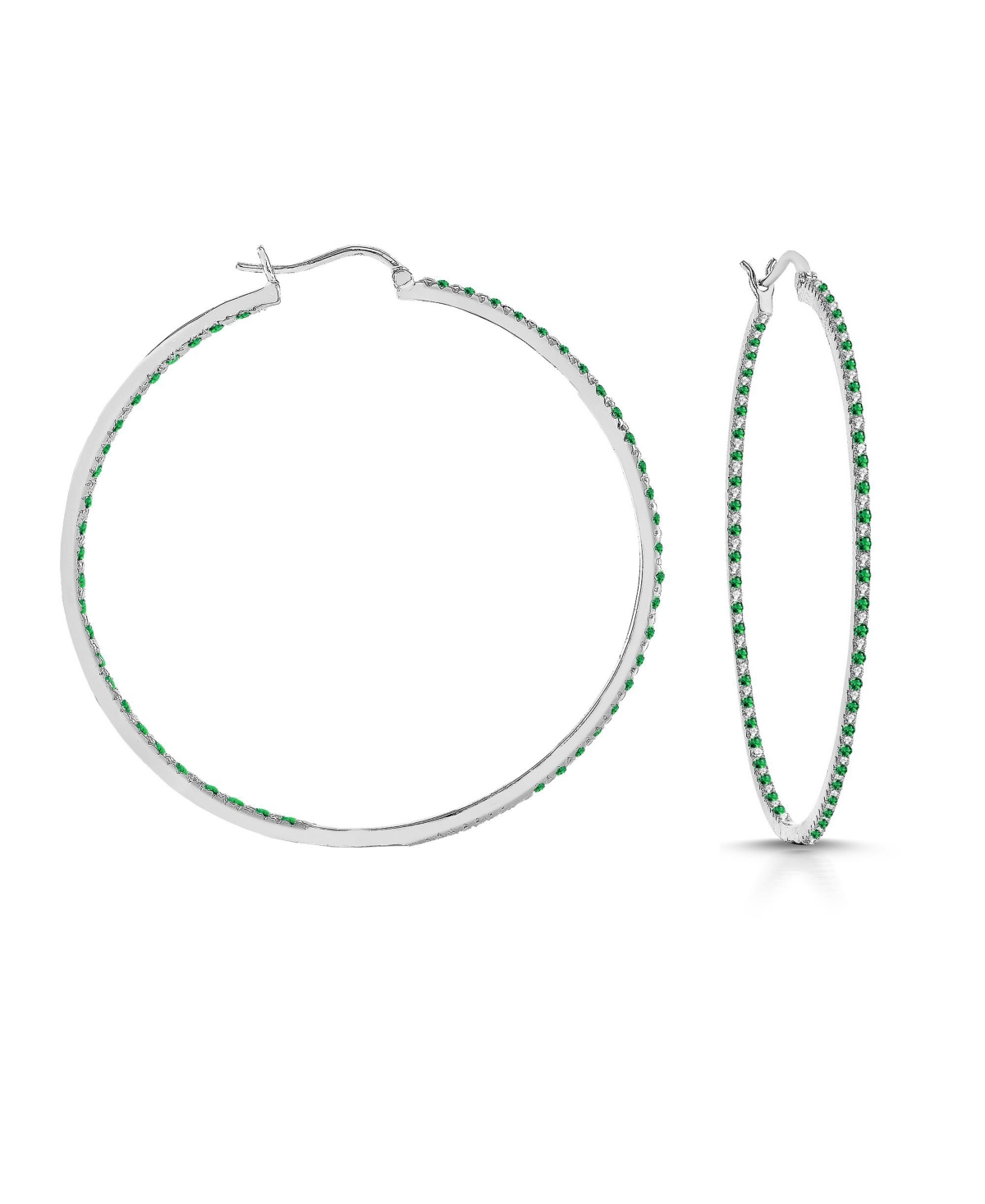 Click here for Dazzling Cubic Zirconia Large Hoop Earrings - Gree... prices