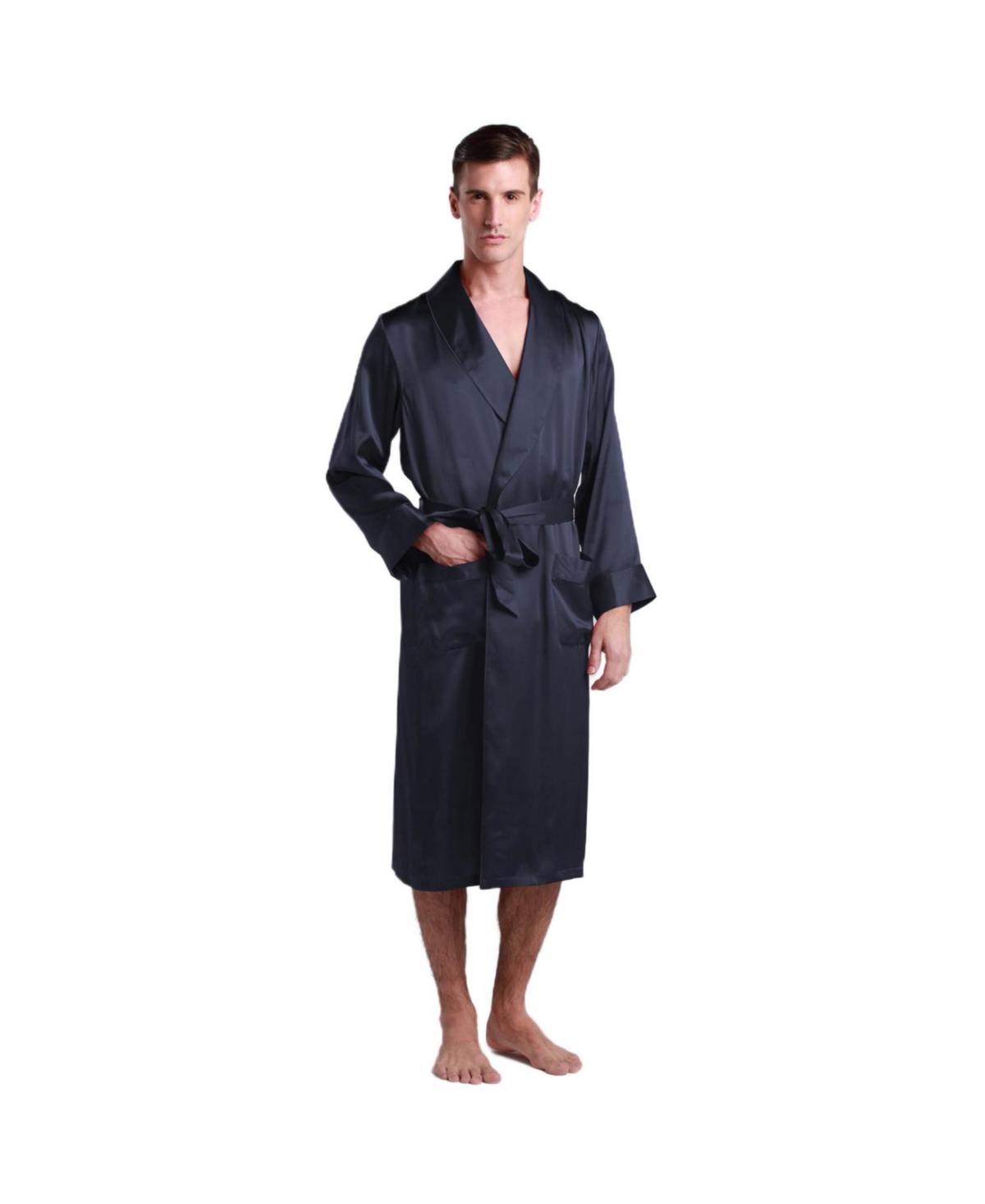 Click here for Lilysilk Mens Lapel Collar Long Silk Robe For Men... prices