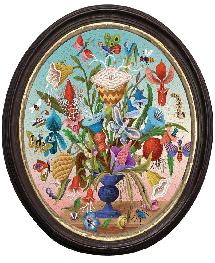 Eeboo Piece and Love Crazy Bug Bouquet 500 Piece Round Jigsaw Puzzle ...