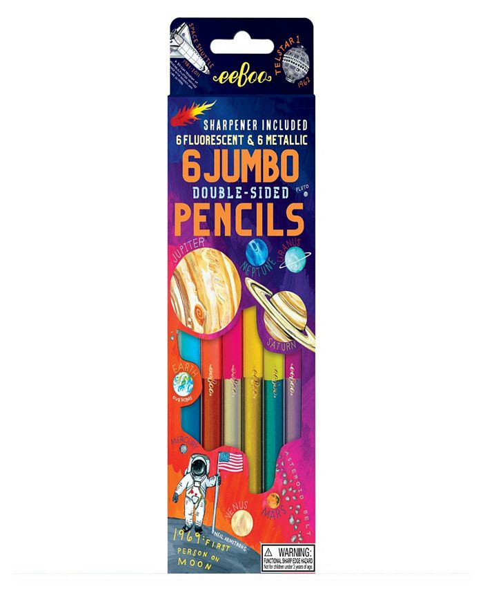 Eeboo Solar System Fluorescent Double-Sided Color Pencils Set, 7 Piece ...