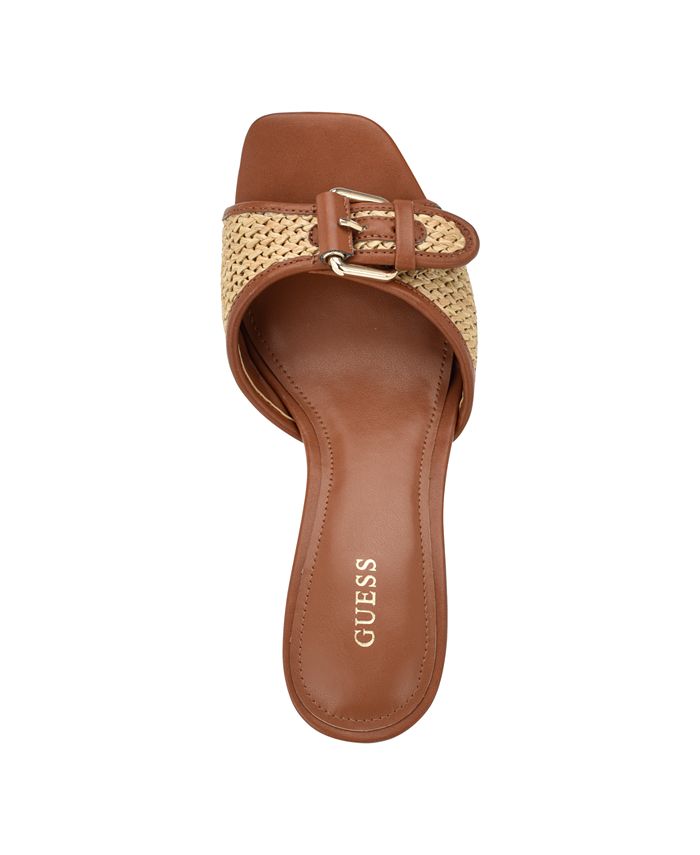 GUESS Women's Dista Mid Heel Open Toe Buckle Sandals & Reviews ...