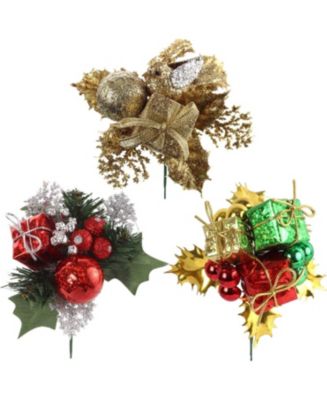 12-Pack Assorted Christmas Tree & Wreath Picks Festive Decor - Macy's