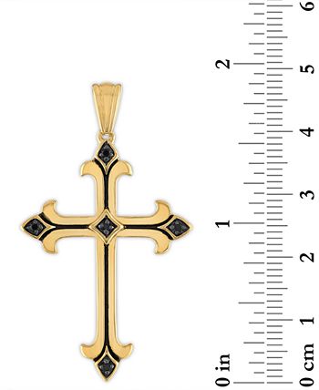 Esquire Men's Jewelry Black Cubic Zirconia Cross Pendant in 14k Gold ...