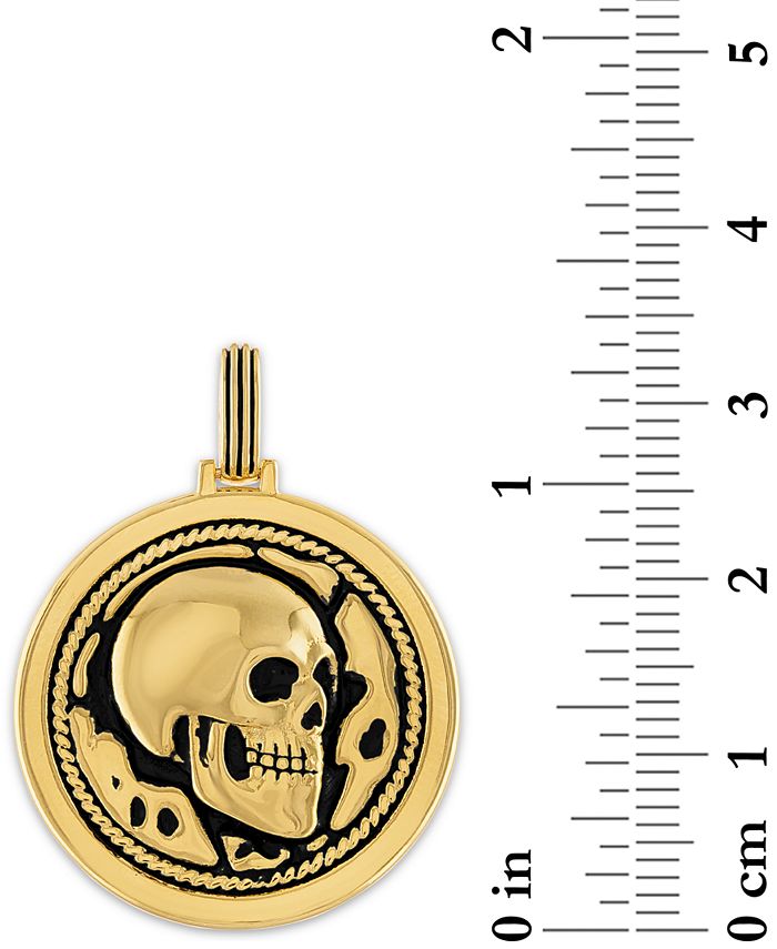 Esquire Men's Jewelry Skull Disc Pendant in 14k Gold-Plated Sterling ...
