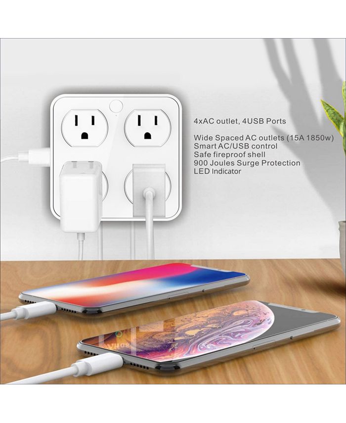 Eco4Life Smart WiFi Wall Tap Smart Plug (4 Outlets, 4 USB Charging ...