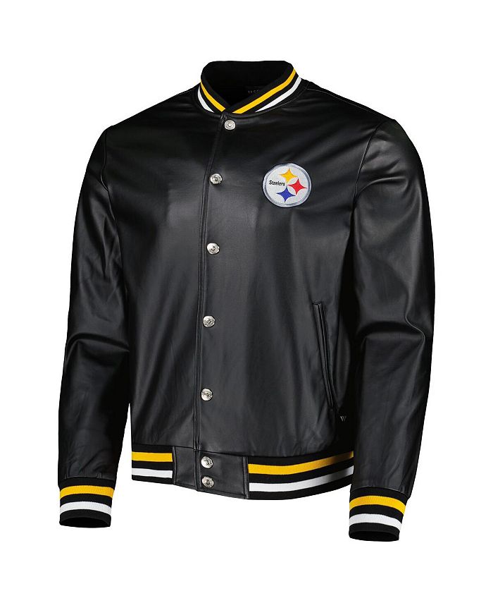 The Wild Collective Men's Black Pittsburgh Steelers Metallic Bomber ...