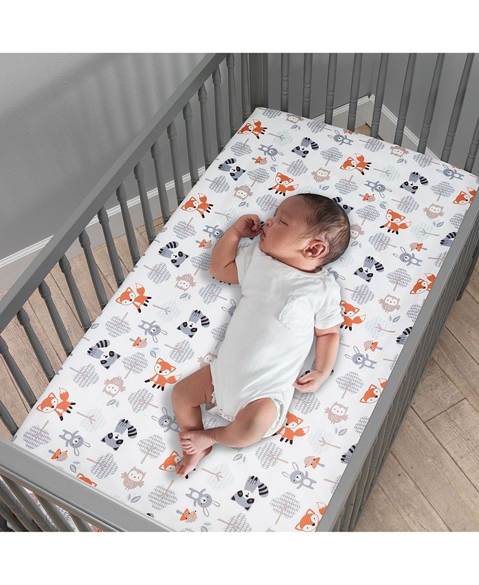 Bedtime Originals Woodland Friends Fox/Owl/Raccoon Fitted Crib Sheet ...