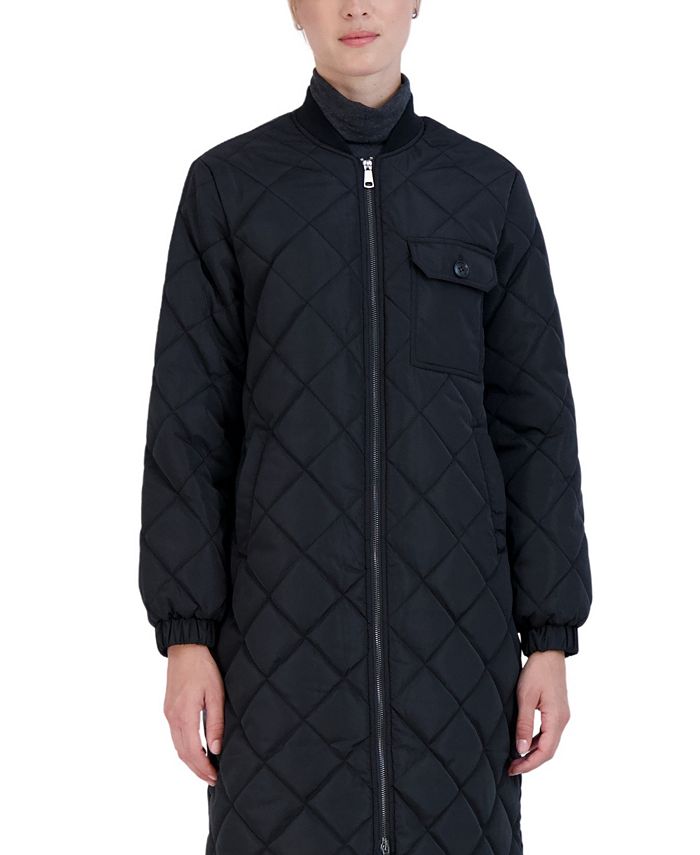 Sebby Collection Women's Long Diamond Quilt Jacket - Macy's
