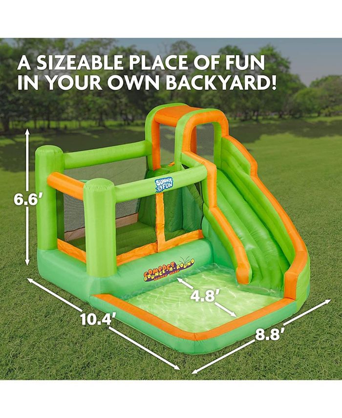 Sunny & Fun Inflatable Water Slide, Blow up Pool & Bounce House - Green ...
